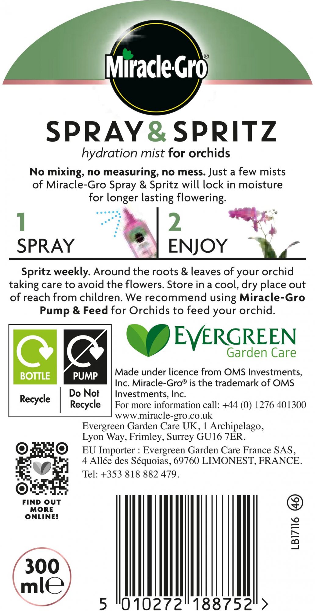 Miracle-Gro Spray & Spritz Hydration Mist for Orchids - Kelways Plants Ltd
